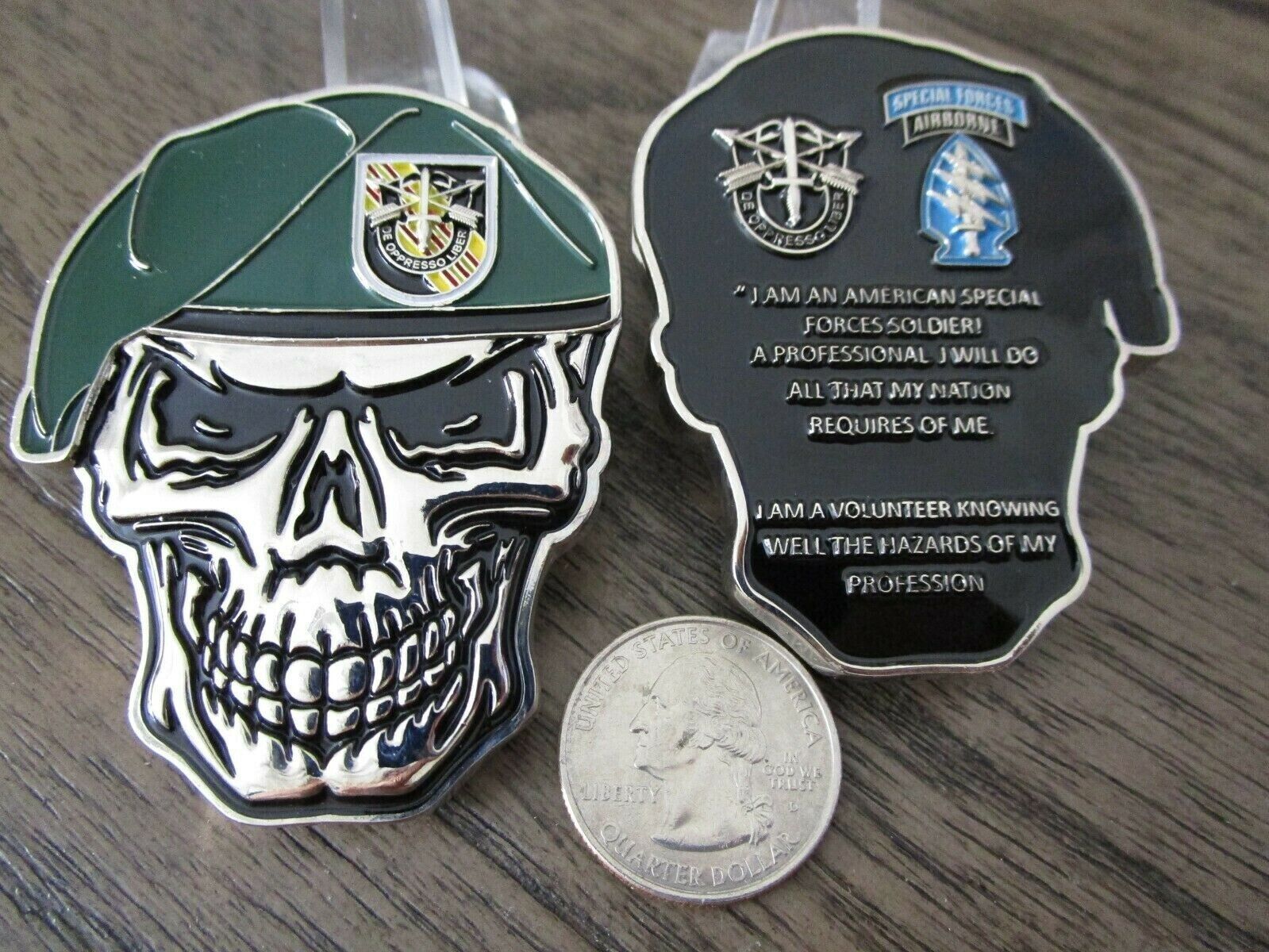 US Army Special Forces Group Creed Green Berets 5th SFG (A) Skull Chal ...