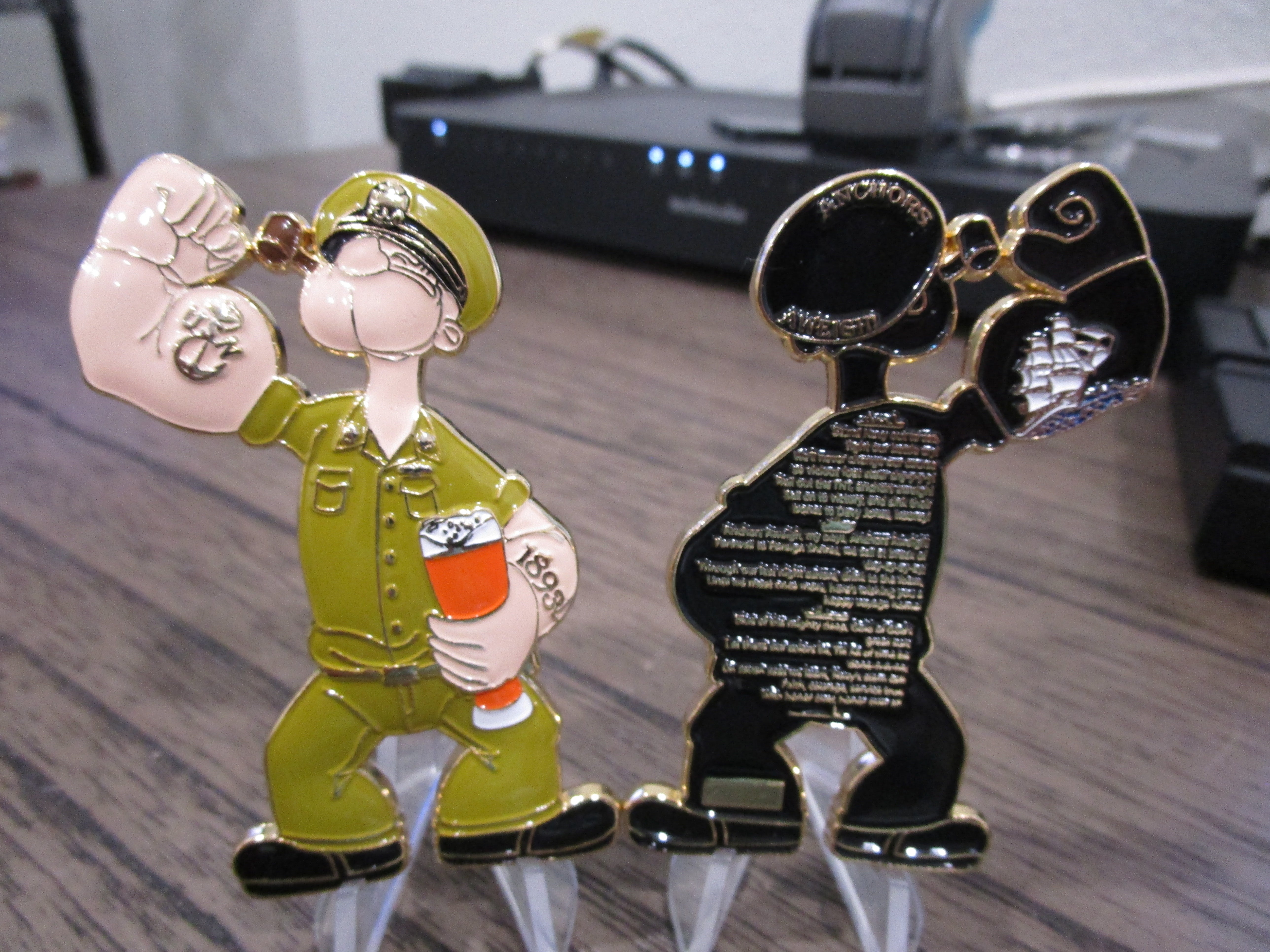Popeye The Sailor Man Anchors Aweigh Navy Chief USN CPO Challenge Coin ...